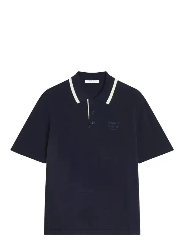 Maison Kitsuné Ribbed-trim Polo Shirt - Blue