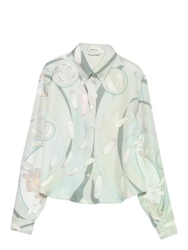 Hermès 2000s Floral Silk Shirt - Blue
