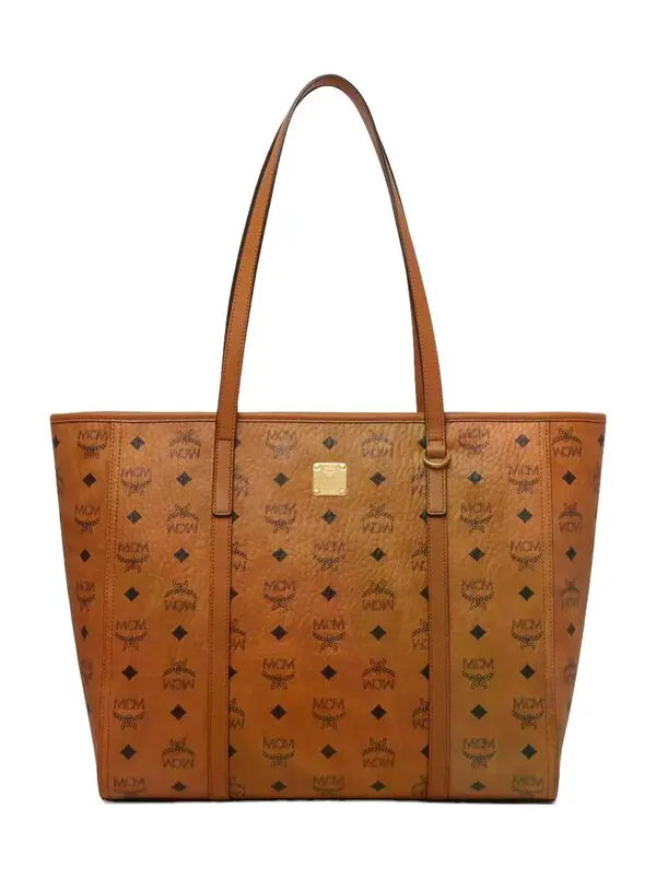 Mcm Toni Monogram Plaque Tote Bag - Brown