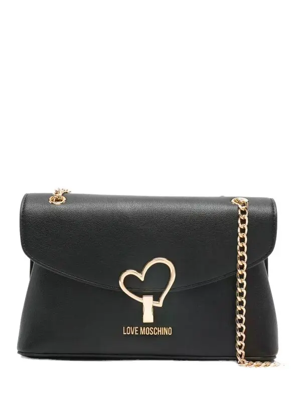Moschino Heart Charm Chain Shoulder Bag - Black