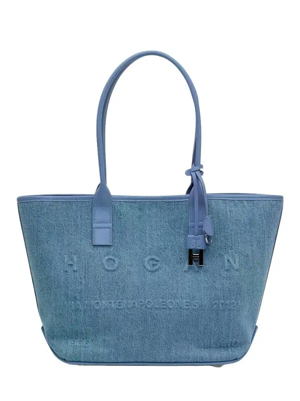Hogan Embossed Logo Cotton Tote - Blue
