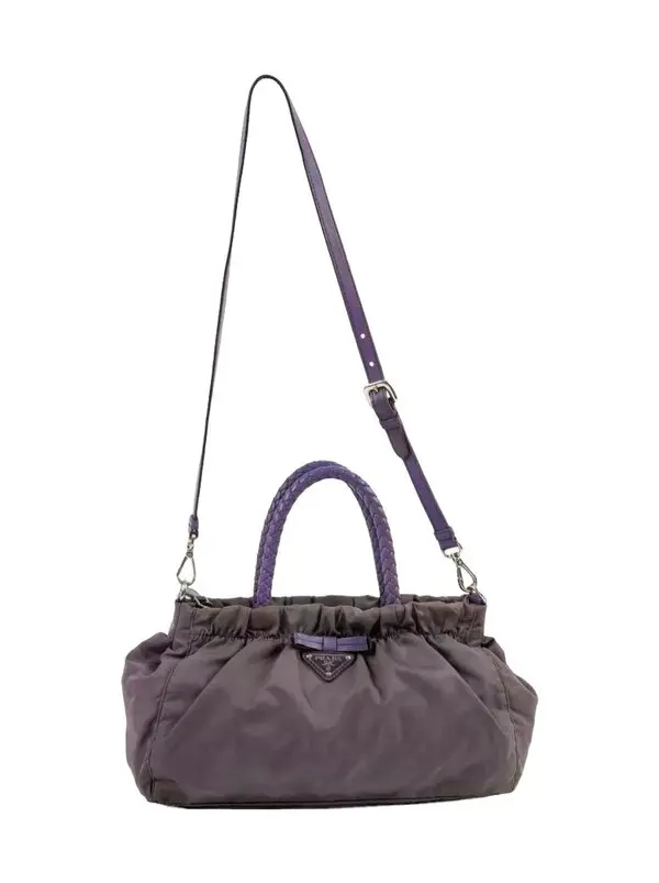 Prada 2000s Braided Handle Tote Bag - Purple