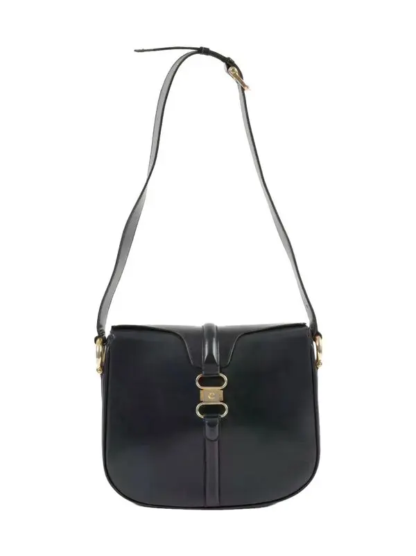Celine 1990s Box Leather Shoulder Bag - Black