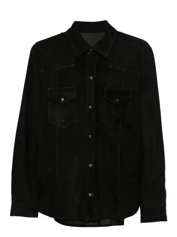 RIFUGIO Suede Chest Pockets Shirt - Black