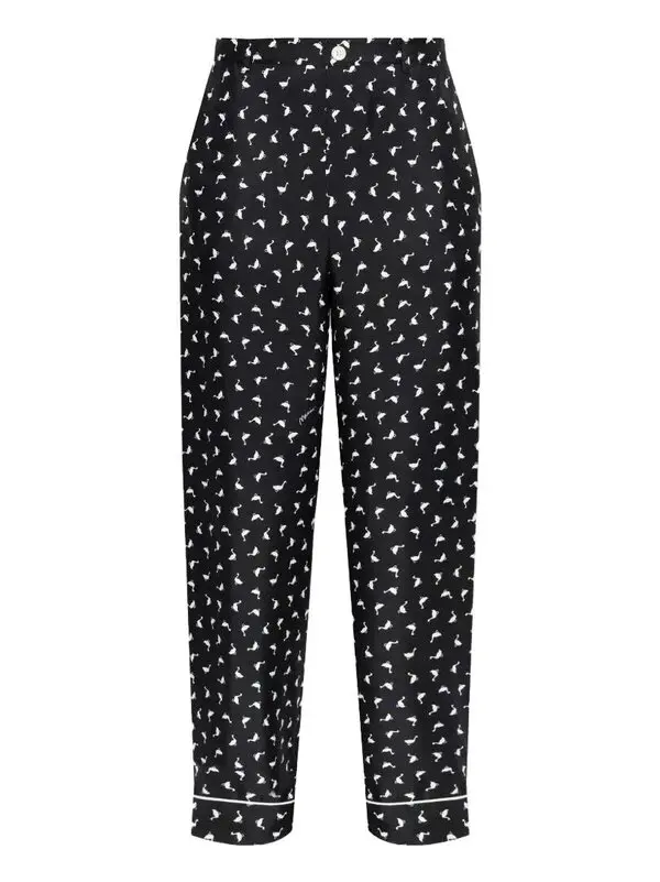 Moschino Printed Straight Leg Trousers - Black