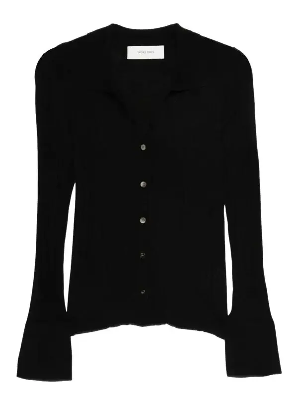 IVORY PARIS Button Cardigan With Flared Cuffs - Black