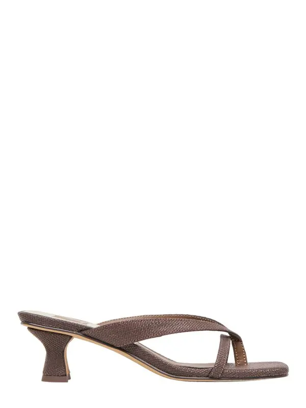 DOLCEVITA Brevel Heeled Sandals - Chocolate Raffia