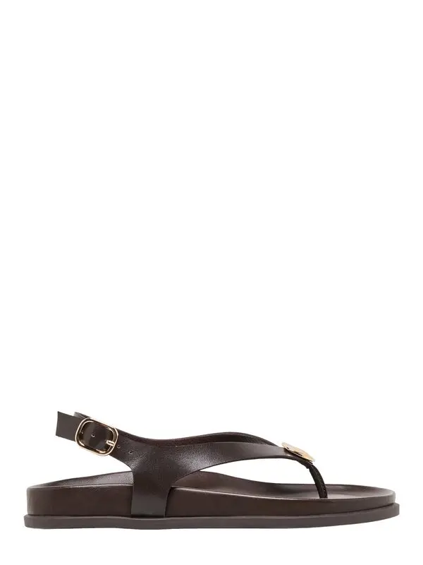 DOLCEVITA Jony Leather Slingback Thong Sandals - Dk Brown Leather