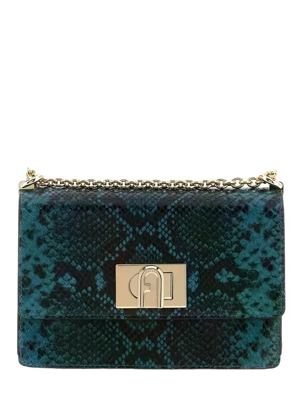Furla Arco Python-print Crossbody Bag - Blue
