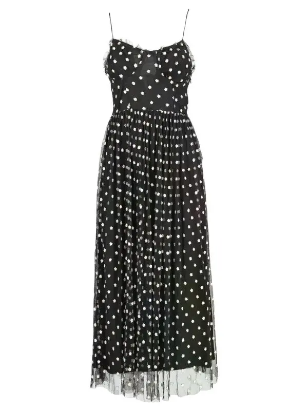 Vintage Embroidered Maxi Dress - Black