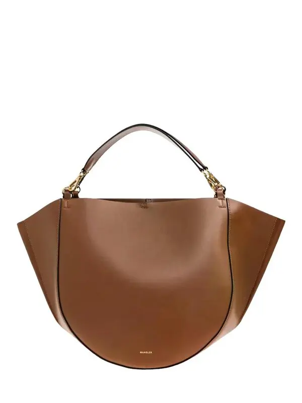 WANDLER Hortensia Curve Leather Tote Bag - Brown
