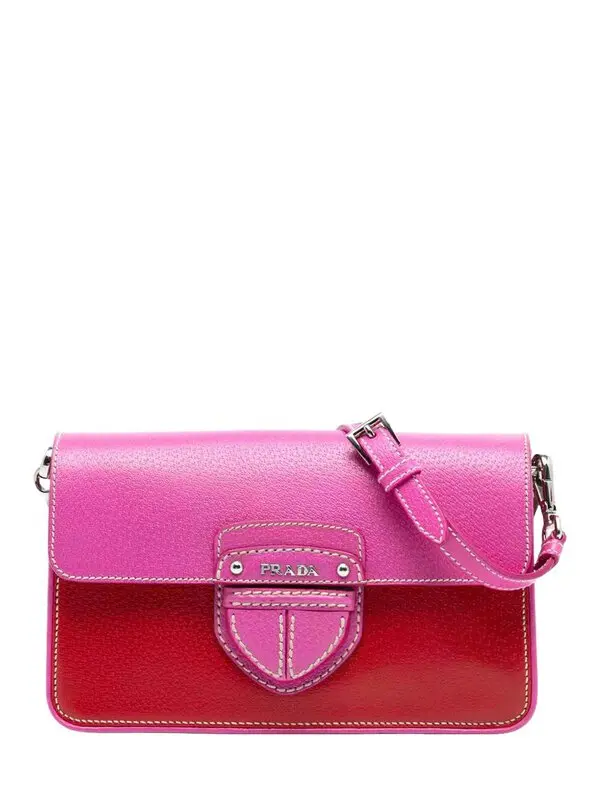 Prada Bicolor Cinghaile Flap Crossbody Bag - Red