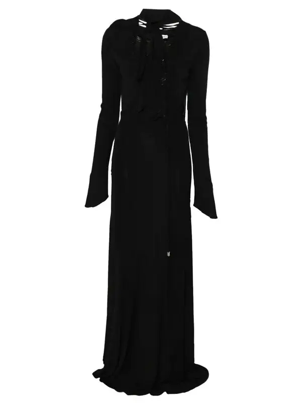 Attico Maxi Dress With Tie Detail - Black