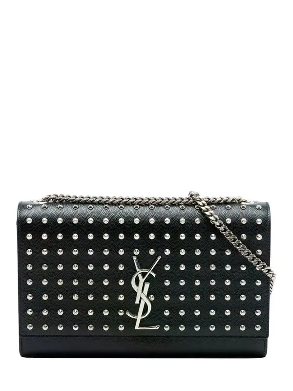 Saint Laurent 2014 Grain De Poudre Studded Kate Crossbody Bag - Black