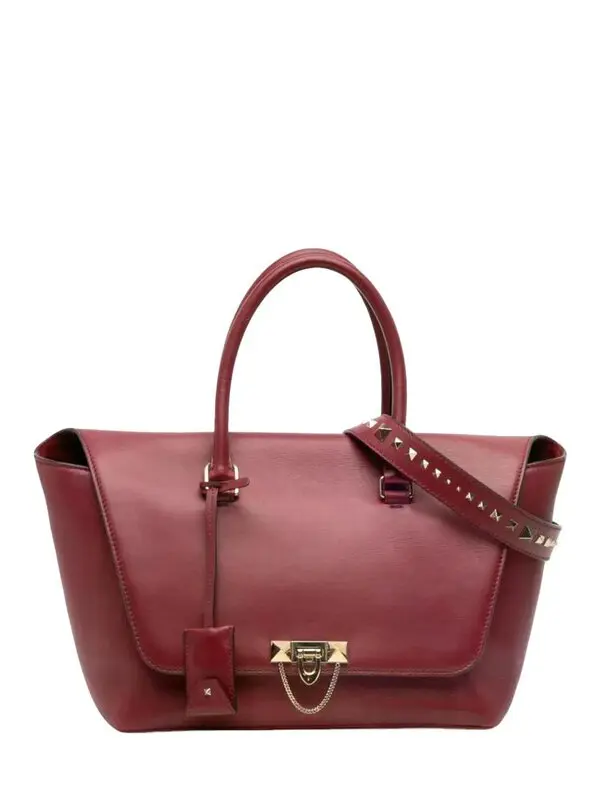 Valentino Garavani Leather Rockstud Demilune Satchel 2000-2025 - Red