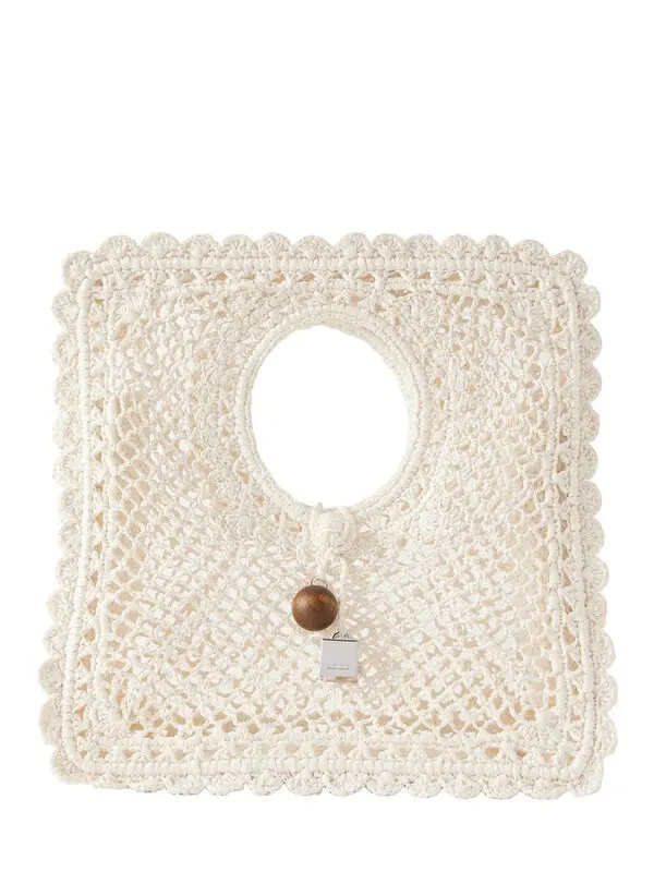 Jacquemus La Spiaggia Embellished Lace-raffia Bag - White