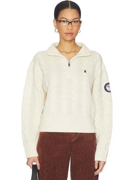 Polo Ralph Lauren Wool Cashmere Half Zip Sweater - Authentic Cream