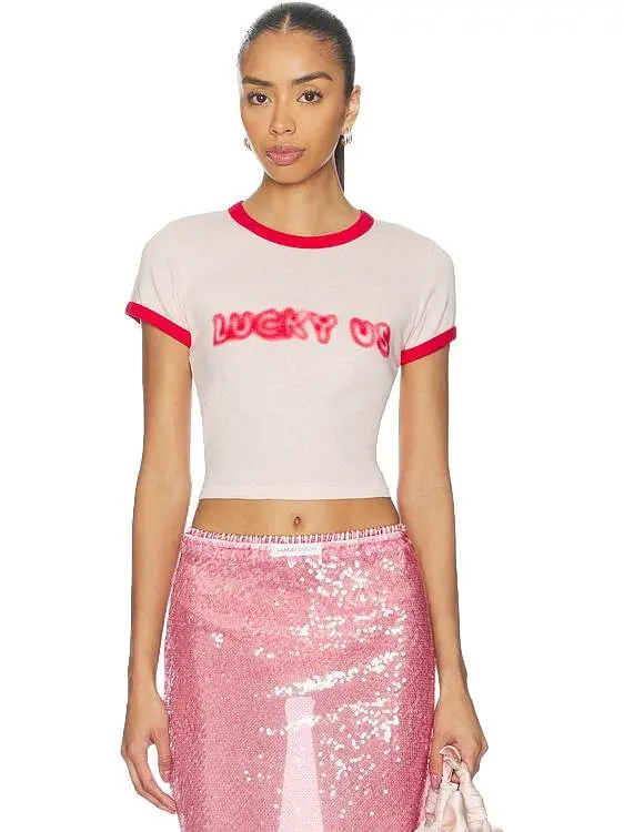 Kenzo Gots Words Cropped T-shirt - Faded Pink