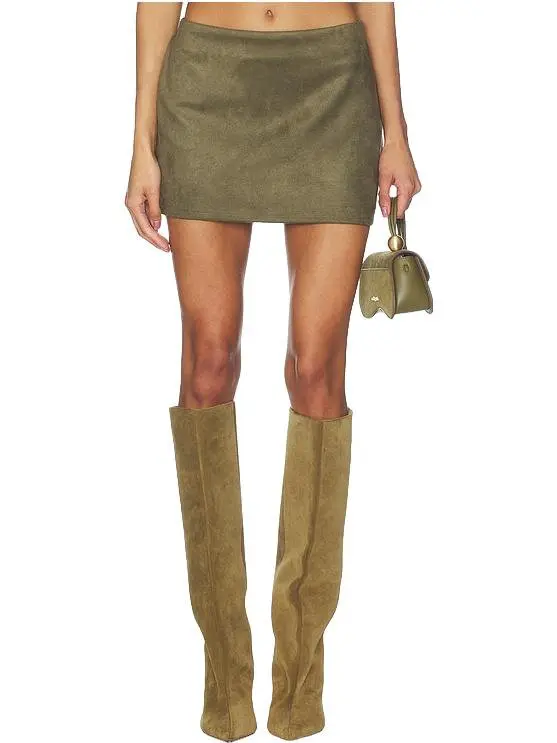 Superdown Patsie Faux Suede Mini Skirt - Olive Green