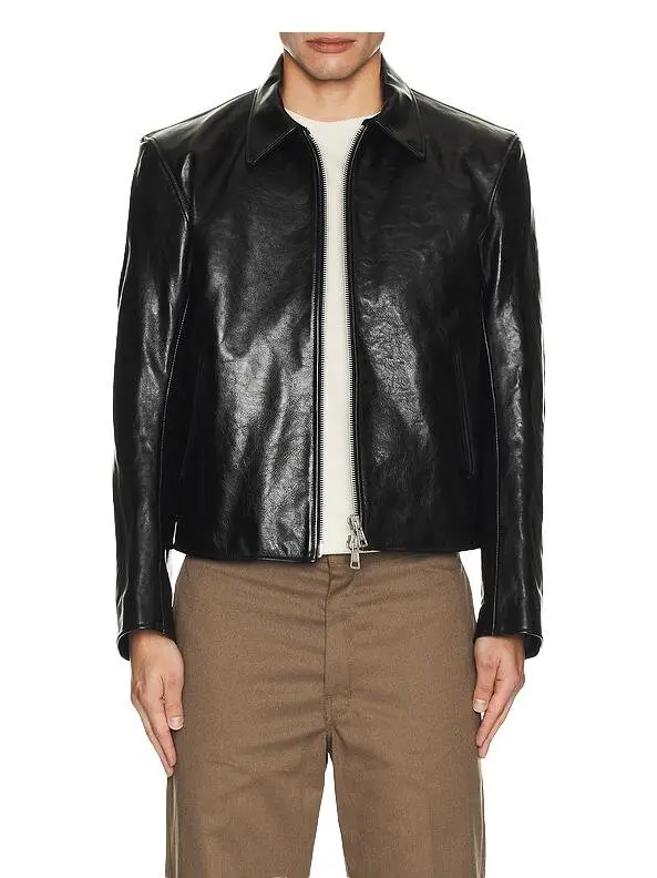 Our Legacy Mini Leather Jacket - Top Dyed Black Leather
