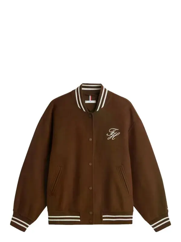 Tommy Hilfiger Striped-trimmed Bomber Jacket - Brown