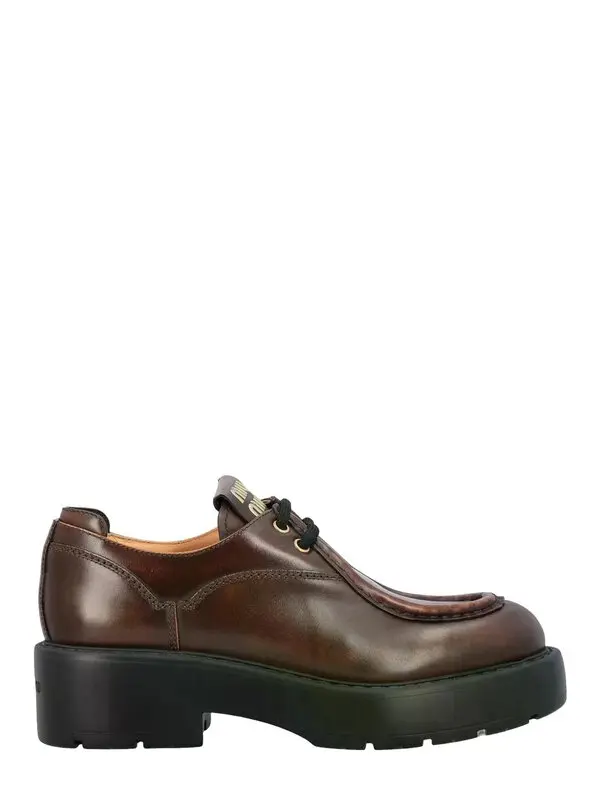 Miu Miu Sienna Leather Platform Derby Shoes - Brown