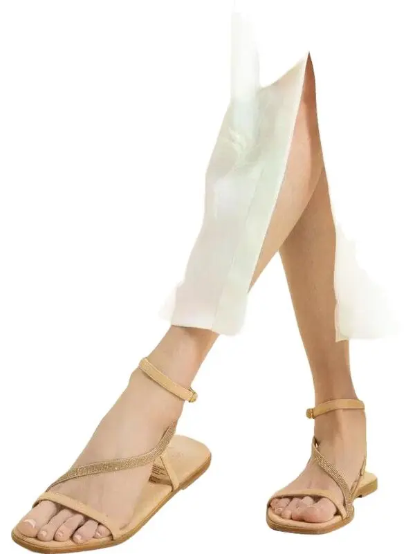 Eleventy Crystal-embellished Ankle Strap Sandals - Neutrals