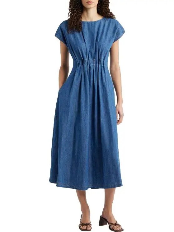 FREEMARKET Pleated Denim Midi Dress - Indigo