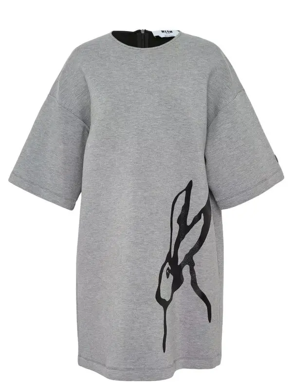 MSGM Rabbit Print Dress - Grey