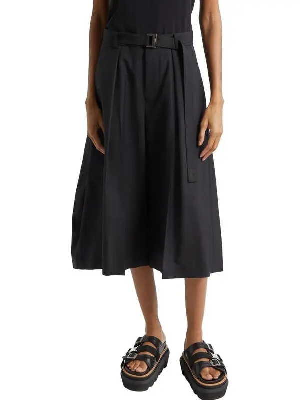 Sacai Belted Pleated Culottes - Black