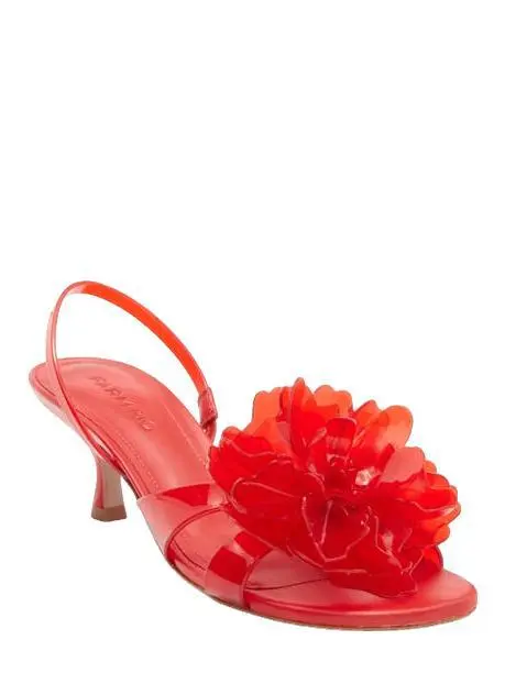 Farm Rio Floral Appliqué Slingback Sandals - Scarlet