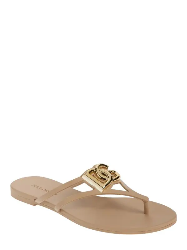 Dolce & Gabbana Logo Flip Flop - Cipria/oro