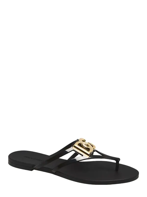 Dolce & Gabbana Logo Flip Flop - Nero/oro