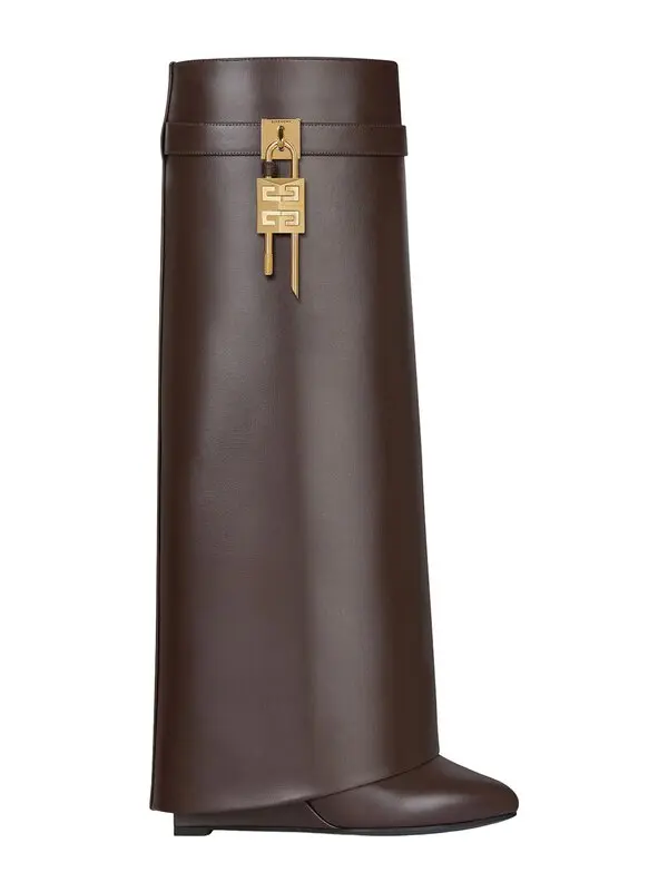 Givenchy Leather Shark Lock Knee-high Boots 90 - Brown