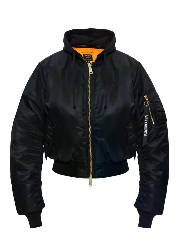 Vetements Hooded Bomber Jacket - Black