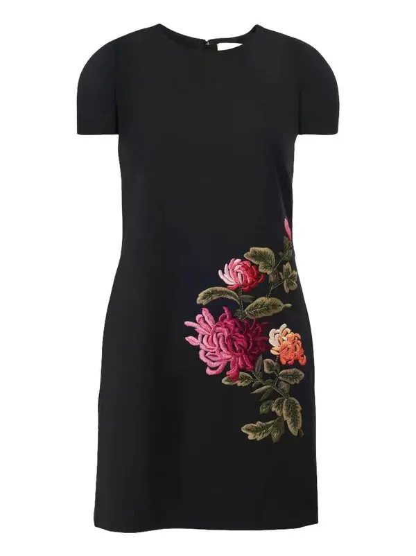 Carolina Herrera Chrysanthemum-embroidered Cocoon Coat - Black