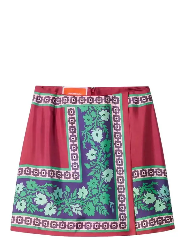 La DoubleJ Floral Foulard Mini Skirt - Red