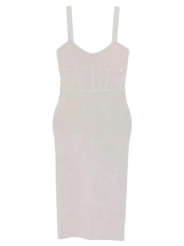 Patrizia Pepe Fitted Jacquard Knit Midi Dress - Grey