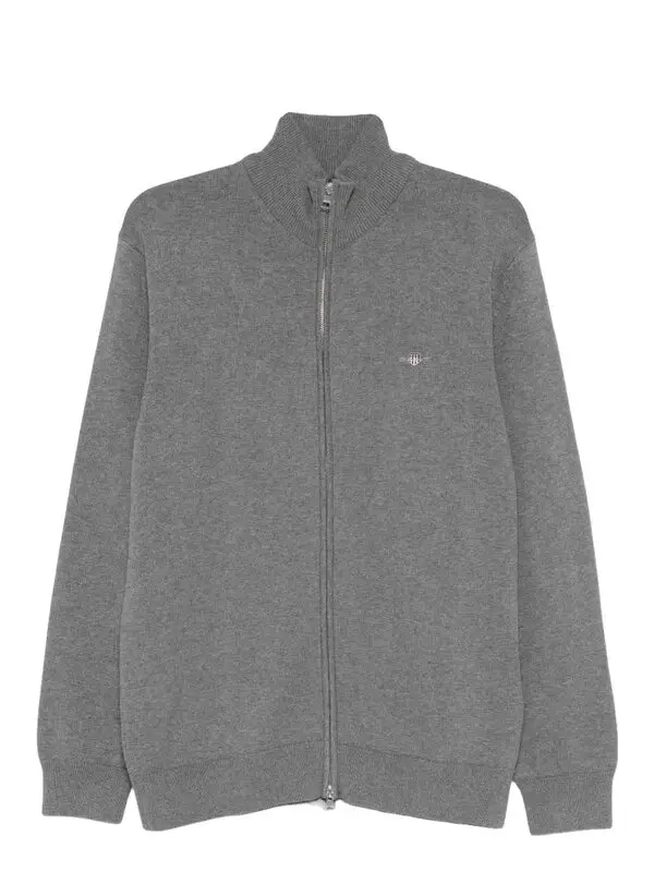 Gant Zip-up Cotton Cardigan - Grey