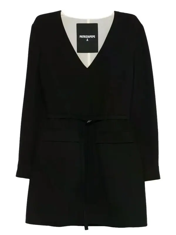 Patrizia Pepe V-neck Belted Mini Dress - Black
