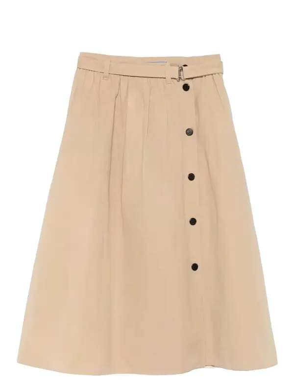 Prada Button Belted Midi Skirt - Neutrals