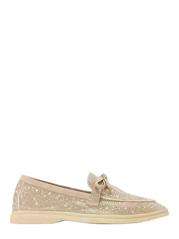 NICOLI Aurelia Embellished Bow Loafers - Neutrals