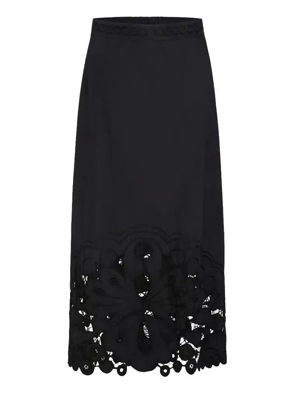 MARIE OLIVER Eugenia Lace Midi Skirt - Black