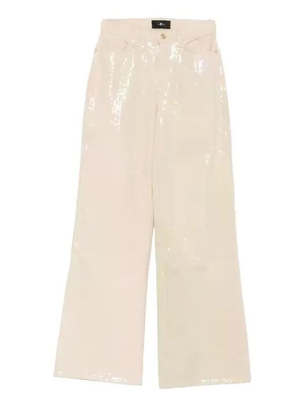 7 For All Mankind Lotta Wide Leg Jeans - Neutrals