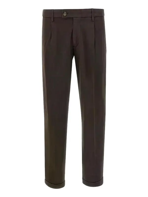 RE-HASH Mucha Pleated Turn-up Hem Chinos - Brown