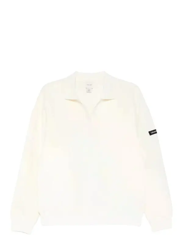Calvin Klein Long-sleeve Collar Top - Neutrals