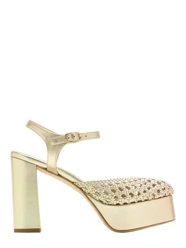 ANDREA GOMEZ Beatriz Woven Platform Sandals - Gold