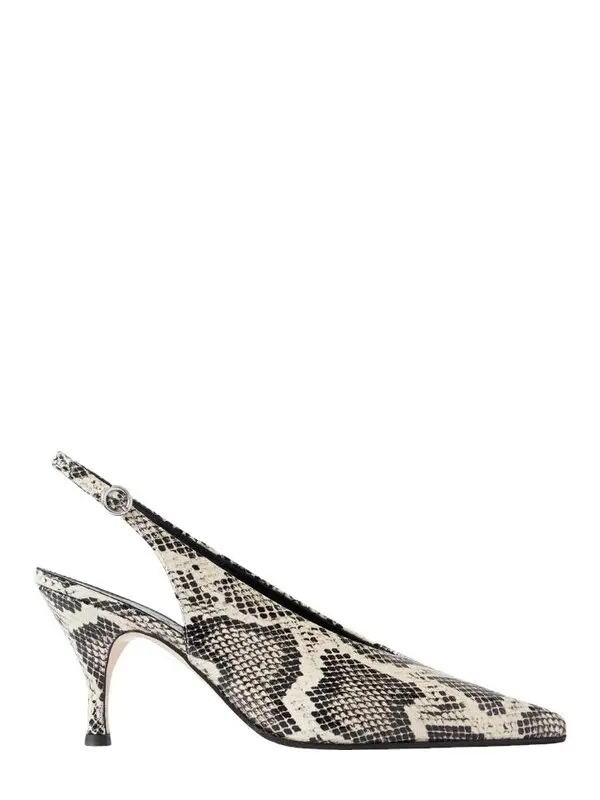 AeydĒ Carla Snake-effect Leather Slingback Pumps - Animal Print