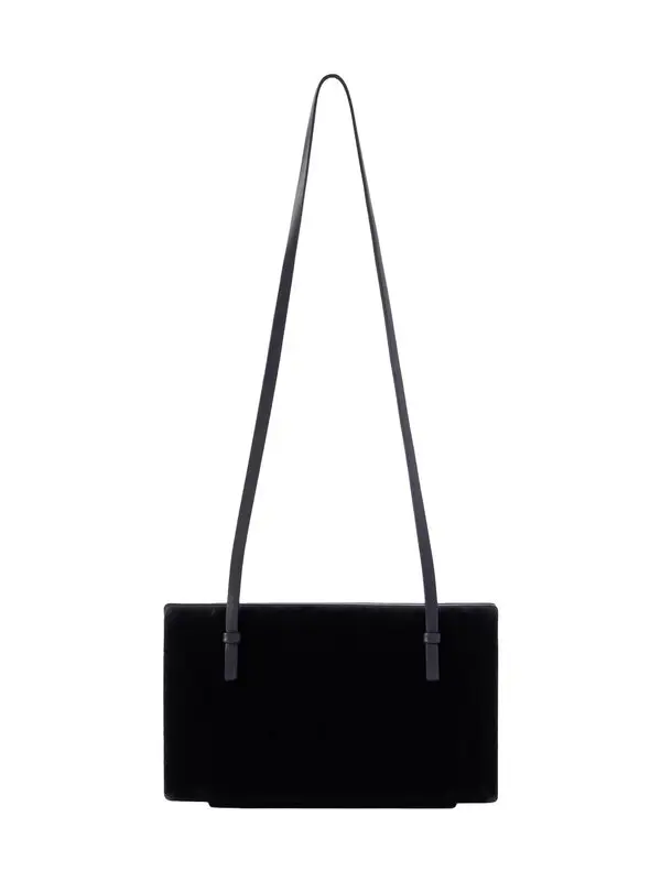 TOTEME Leather-trimmed Velvet Shoulder Bag - Black
