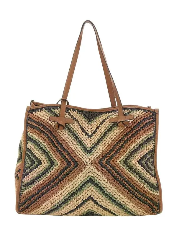 GIANNI CHIARINI Marcella Raffia Shoulder Bag - Neutrals